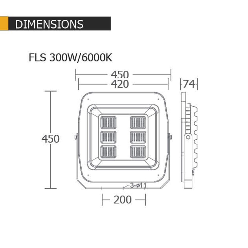 สปอร์ตไลท์ LED 300w รุ่นFLS ยี่ห้อBEC - ไฟสปอร์ตไลท์.net